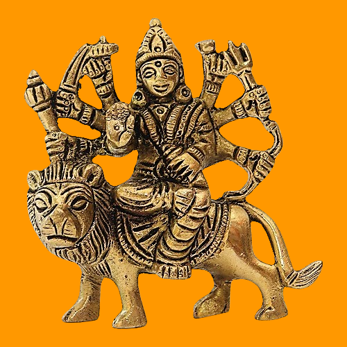 Maa Durga On Tiger Statue 3Inch Worship Idol Murti 280Gram